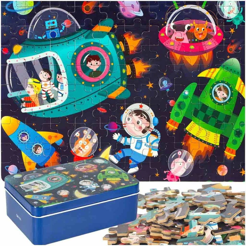 Double Sided Puzzle 100 Pieces: Space & Dinosaurs