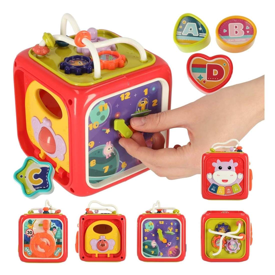 Interactive educational sensory cube block sorter