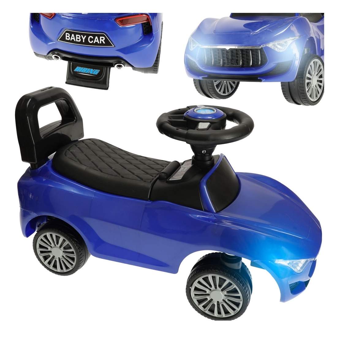 Blue stroller with sound and light functions
