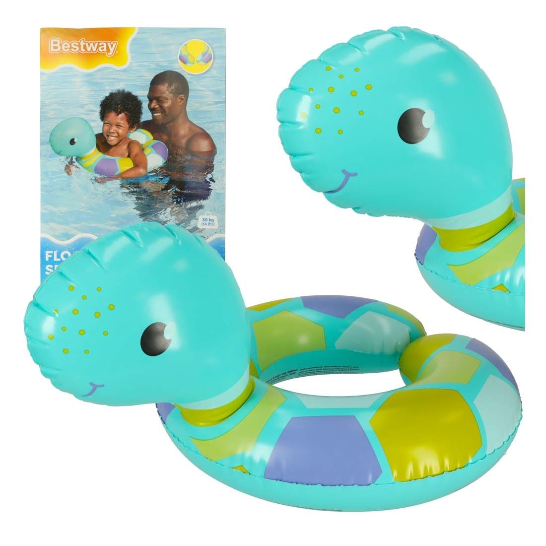 Inflatable Turtle Swimming Ring for Children 3-6 years, Max 30kg