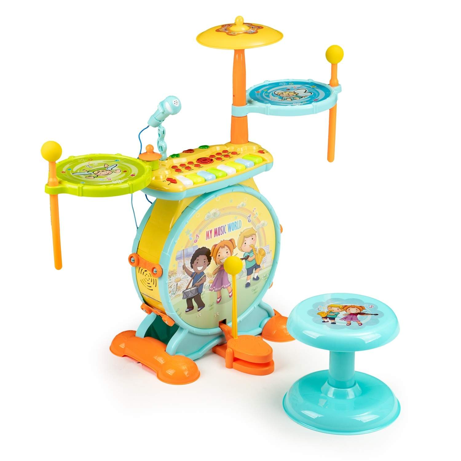 2-in-1 Drums and Organ for Kids 3+ with Karaoke and MP3