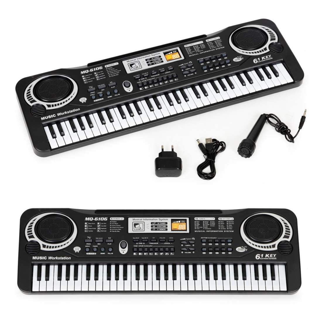 Child-friendly Keyboard with Microphone - 61 Keys, 16 Tones