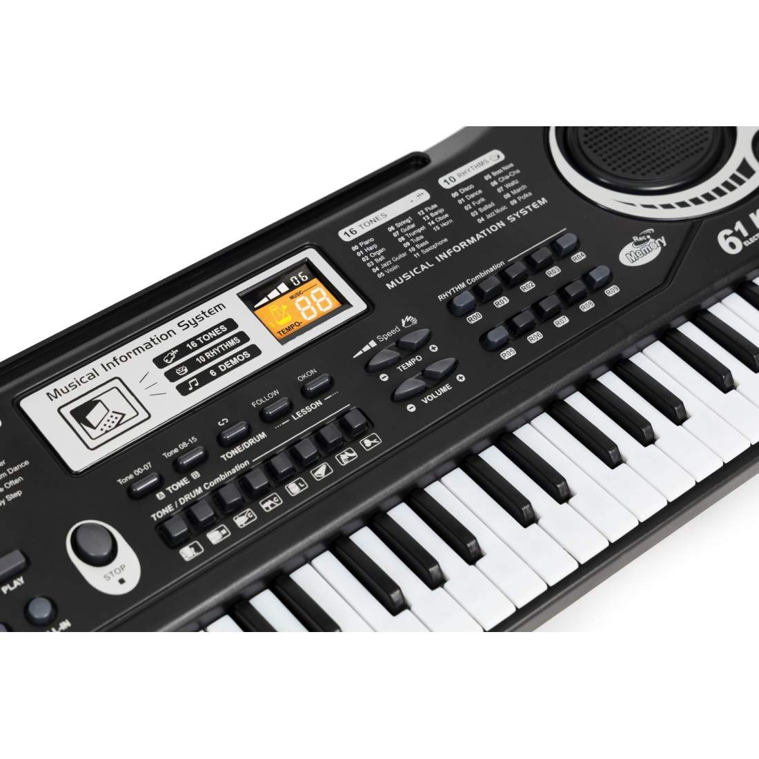 Child-friendly Keyboard with Microphone - 61 Keys, 16 Tones