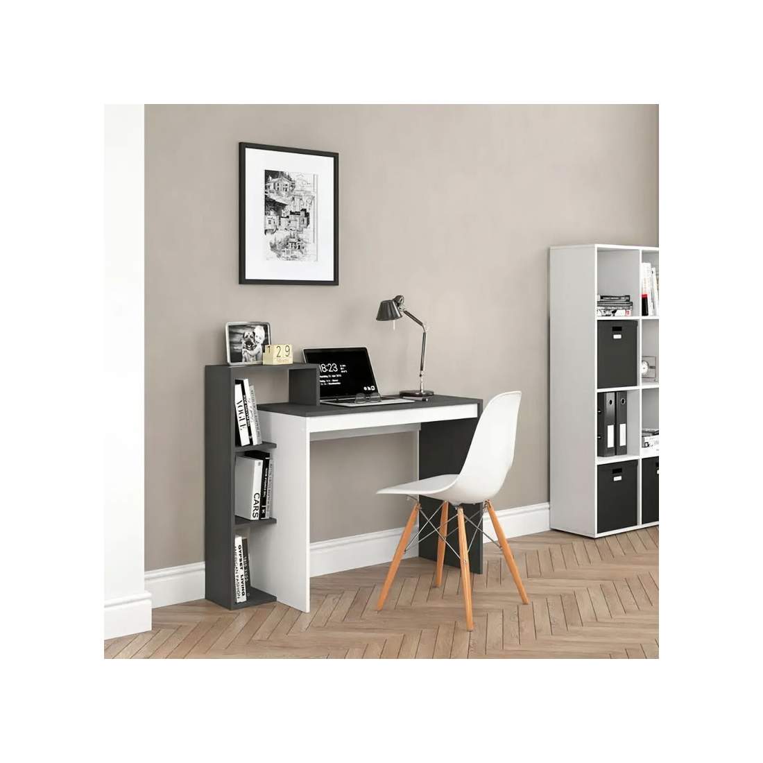 Modern Desk 90x40 cm with Shelves