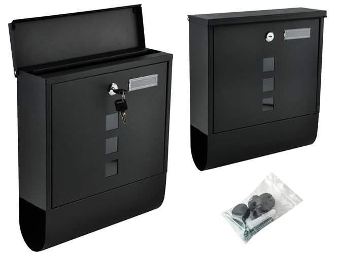 Black Galvanized Steel Mailbox A4 with Keys