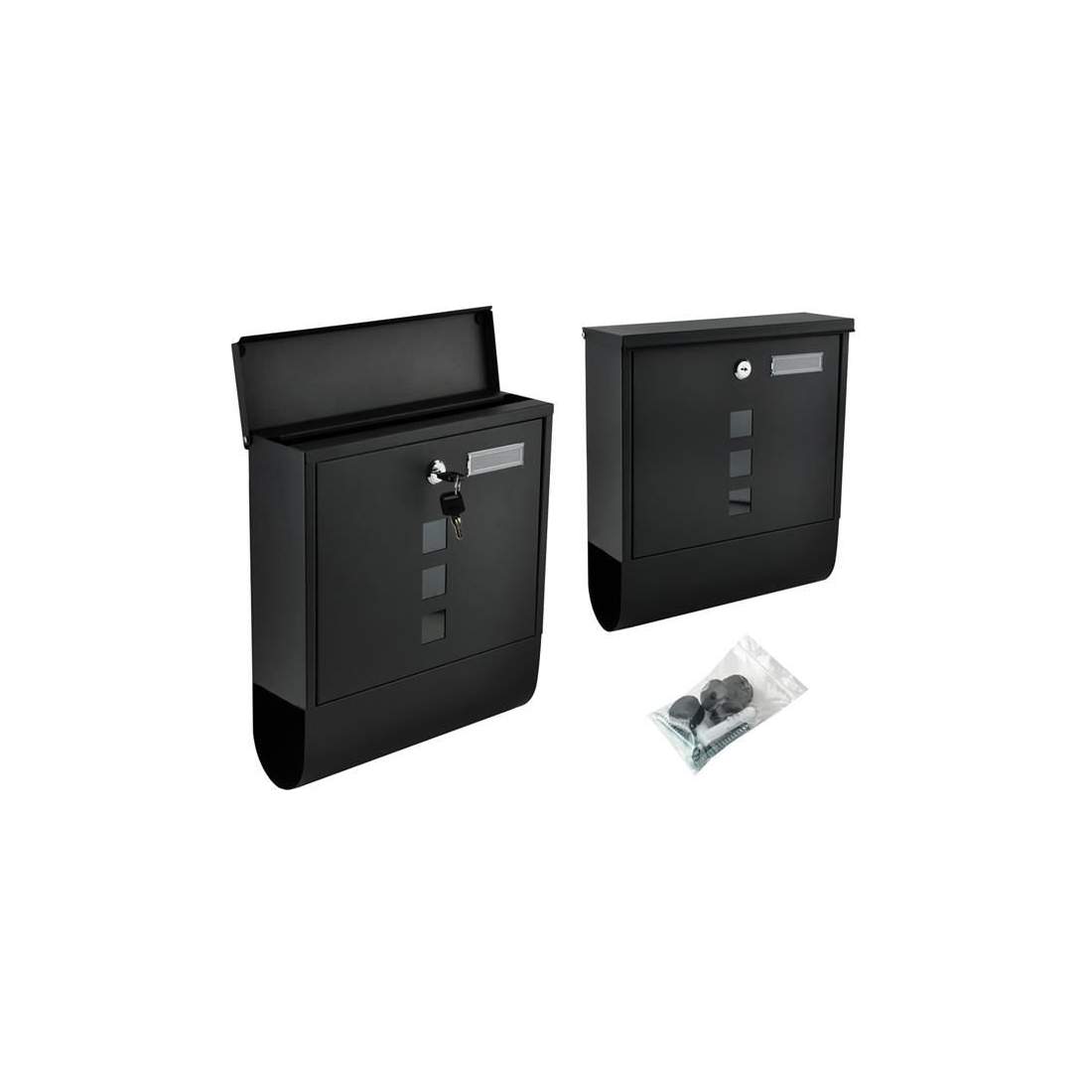 Black Galvanized Steel Mailbox A4 with Keys