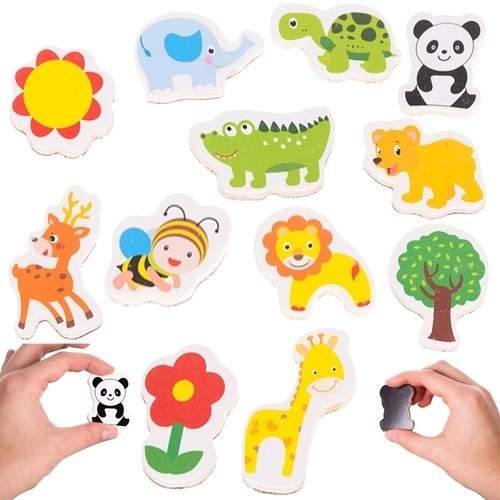 Multicolored Animal Magnets - Set of 12 pcs
