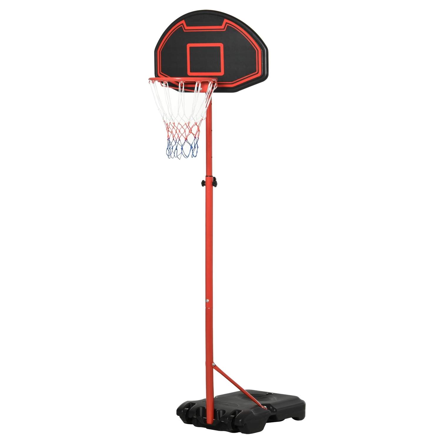 Height-adjustable outdoor basketball hoop with wheels