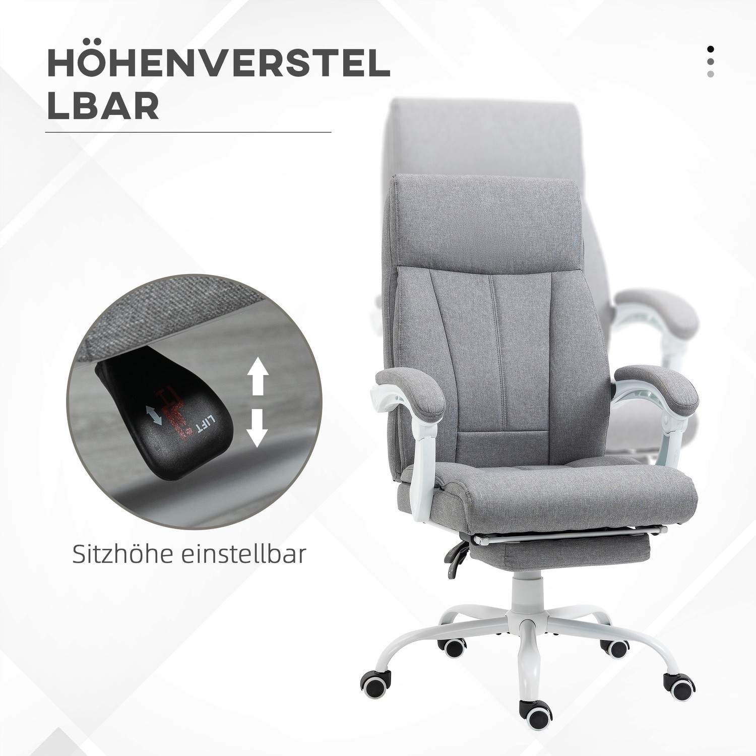 Office chair backrest adjustable, 155°, ergonomic desk chair with ...