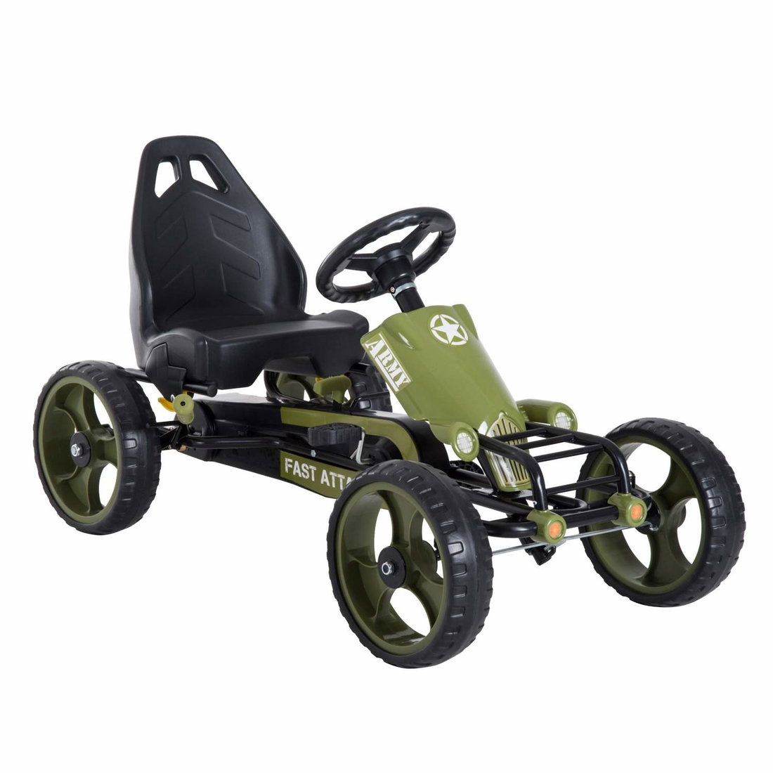 Green Go Kart Pedal Car with Handbrake for Children