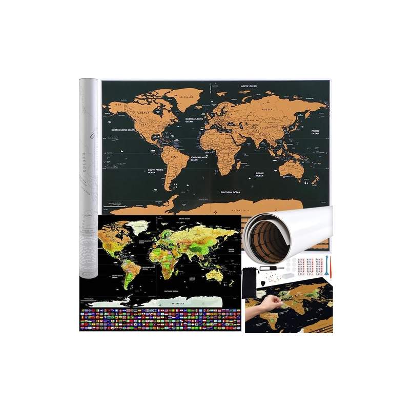 Scratch Map World with Flags and Accessories