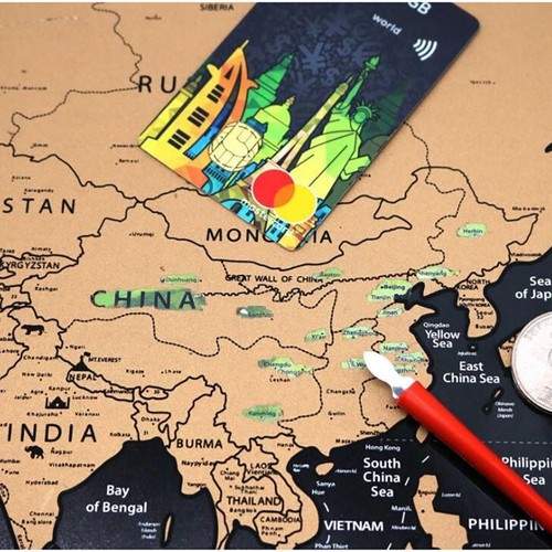 Scratch Map World with Flags and Accessories