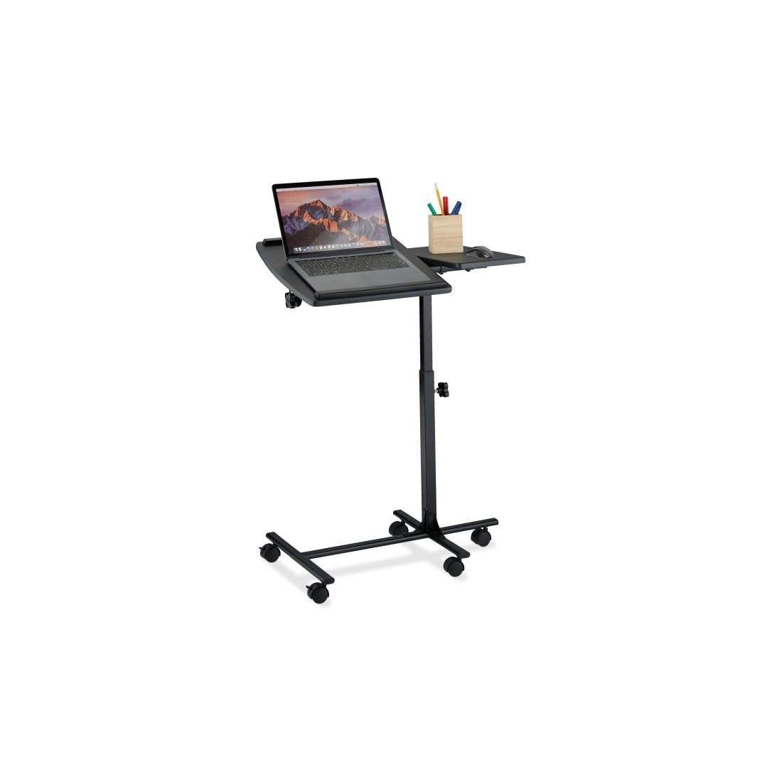 Height-adjustable laptop table with wheels