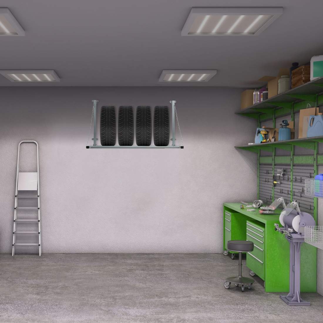 Wall-mounted tire holder