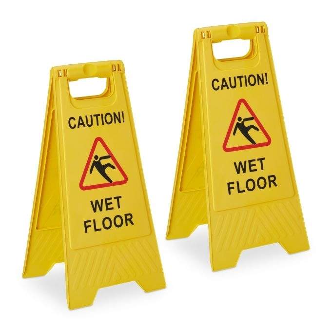 Stand-up display for slip hazard English set of 2