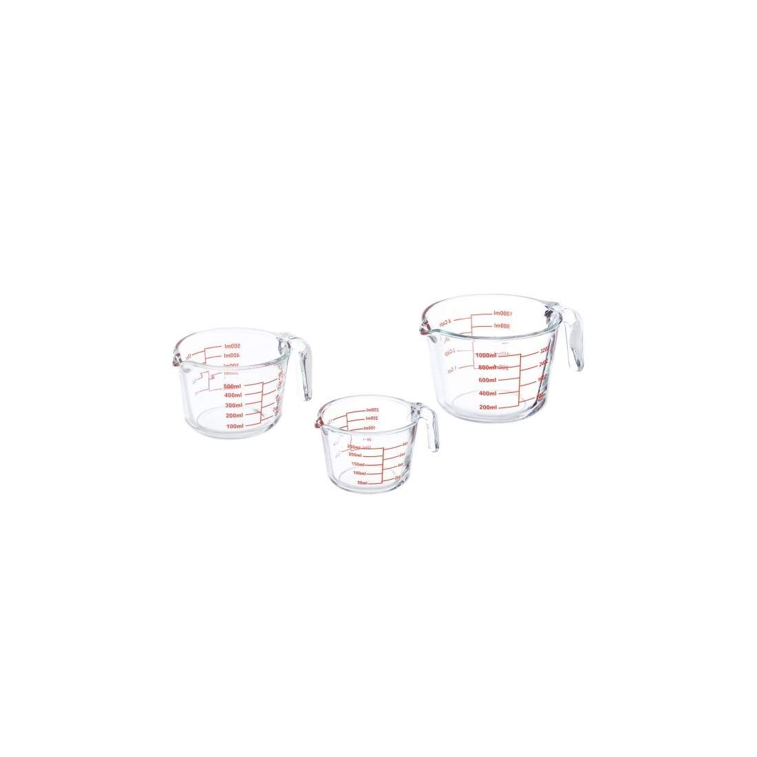Glass measuring jug set of 3
