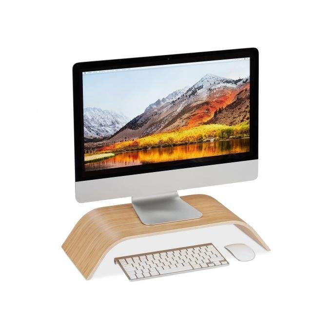 Monitor stand bamboo curved