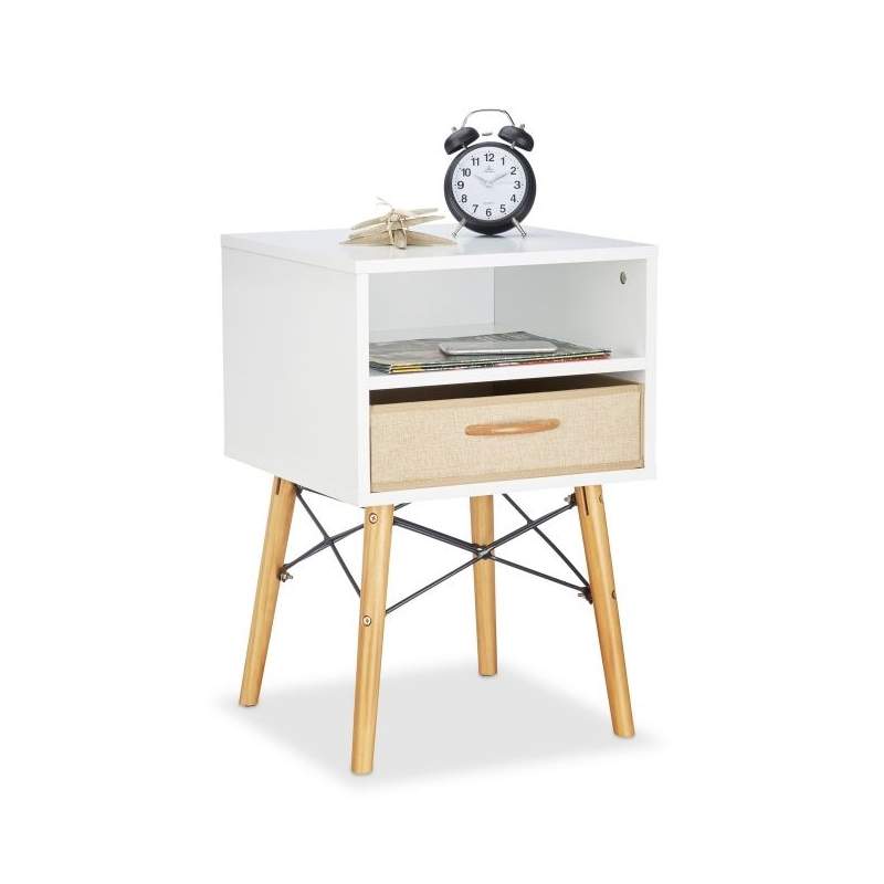 Bedside table with folding drawer
