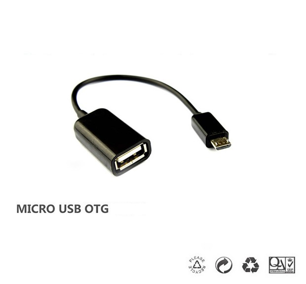 USB till Micro USB Kabel - Inbyggd OTG Adapter - Svart