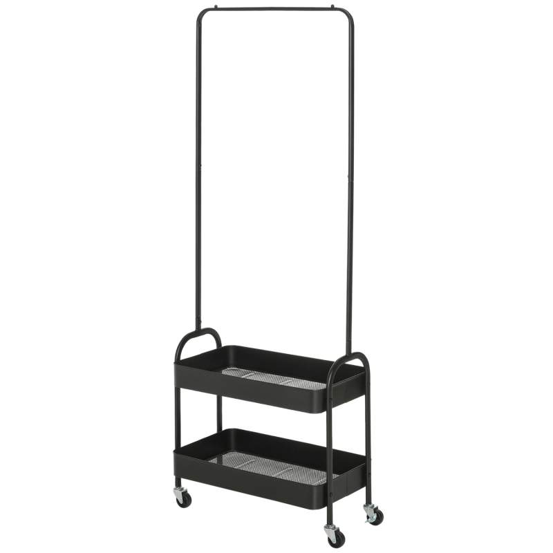 Klädställ på hjul, klädhängare med klädstång, skohylla, fristående klädhängare av stål, för ...