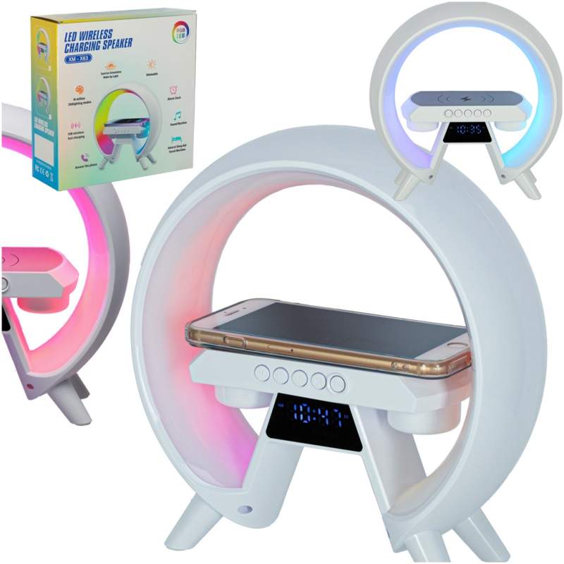 LED light with induction charger with radio