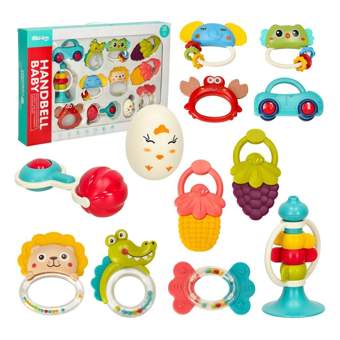 Sensory teether rattle set of 12 pcs.