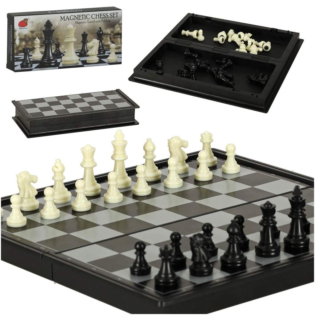 Magnetic chess checkers puzzle game
