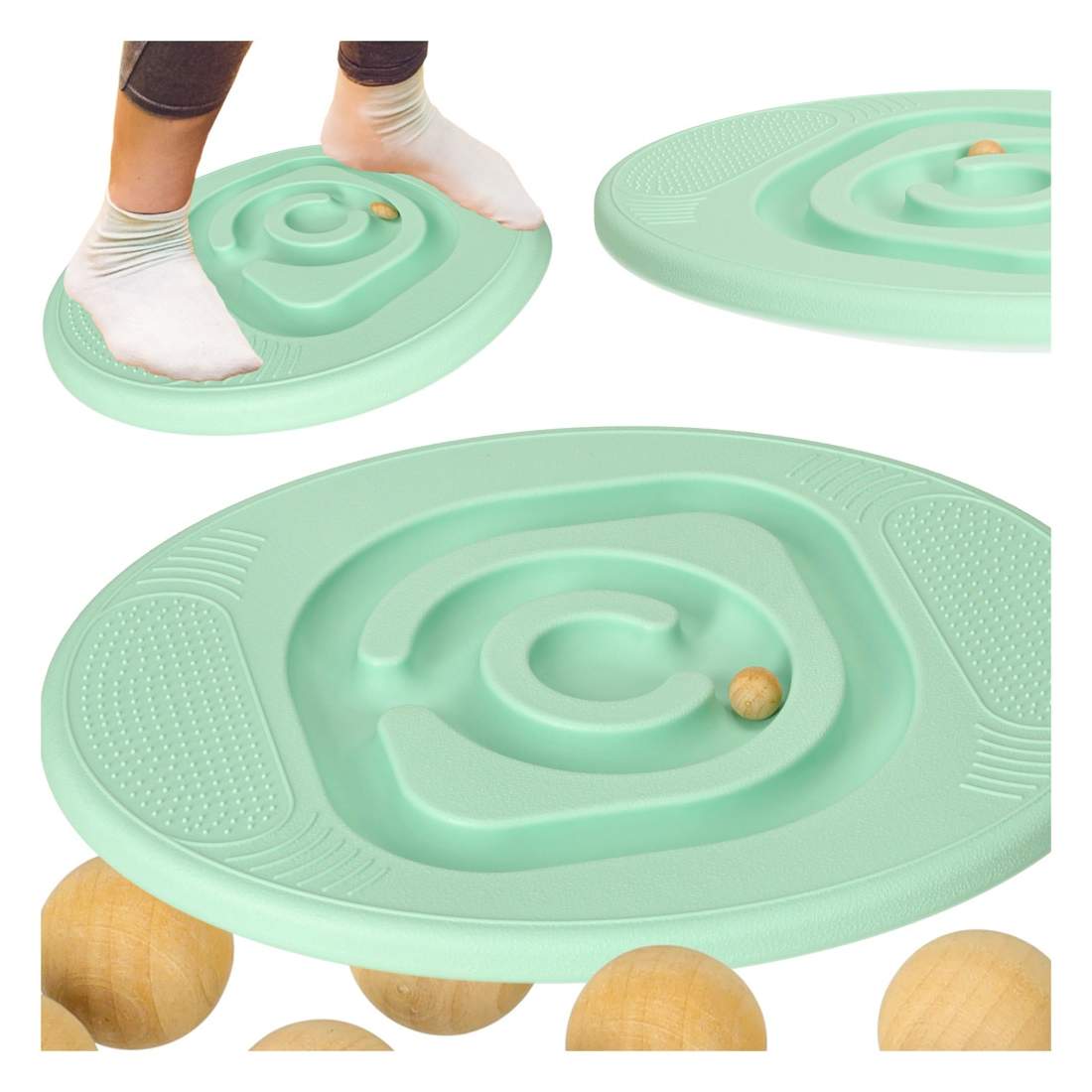 Balancing balance beam with balls blue