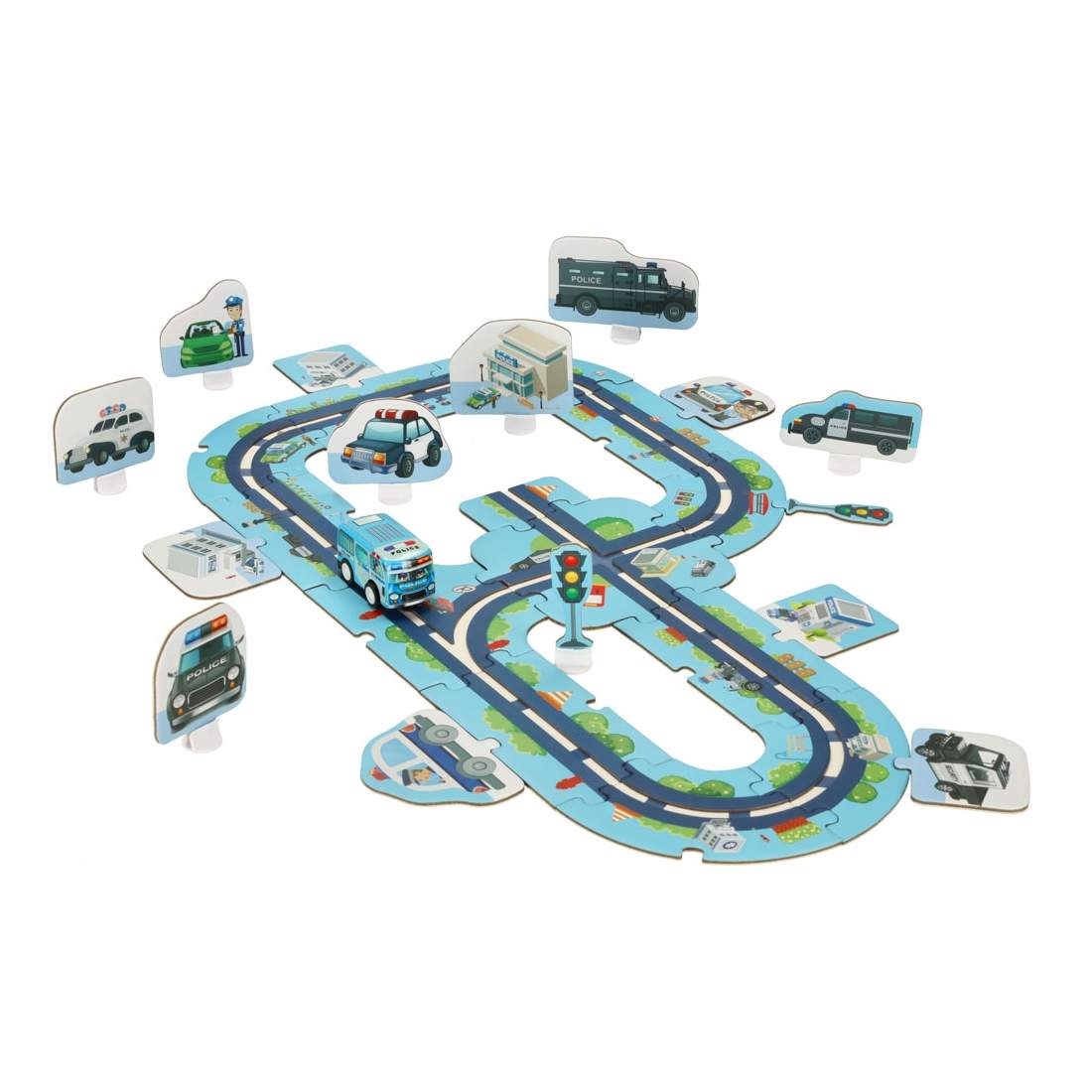 Car track police puzzle 47 el.