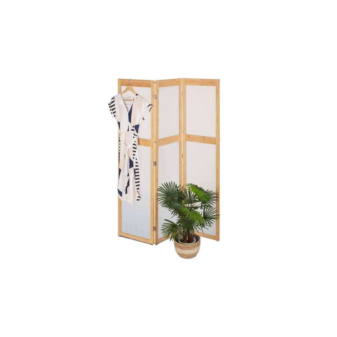 3-part screen with bamboo frame