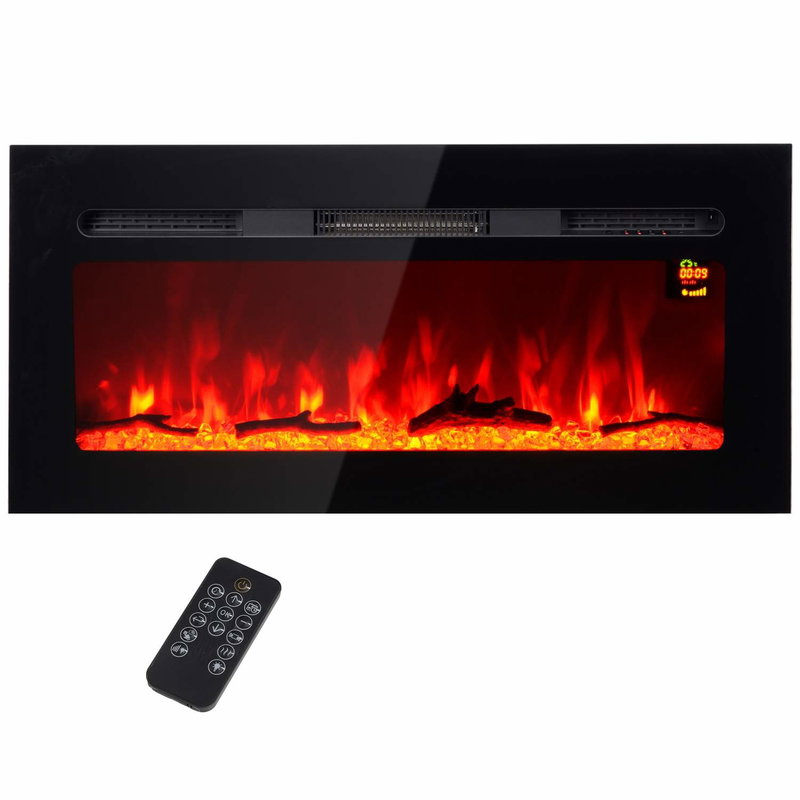 Elektrisk eldstad med LED-flammeffekt, 1800 W väggspis i 3 färger med 5 ...