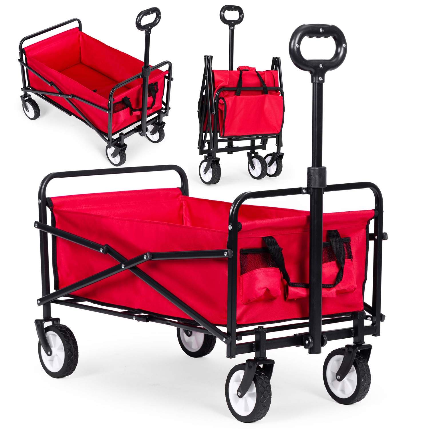 Beach transport garden trolley, foldable, red, 48x90 cm, MultiGarden