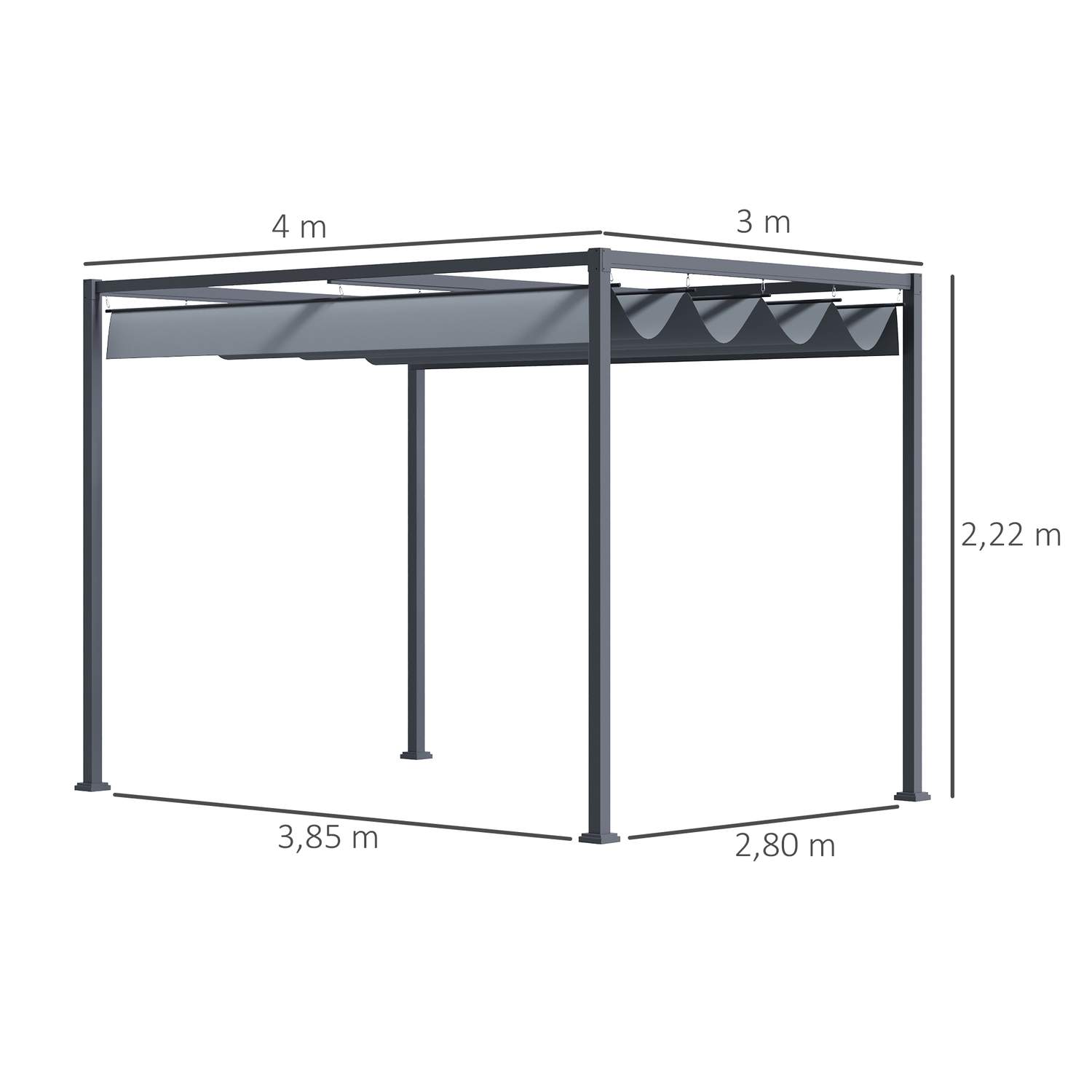 Pergola 4x3m Garden Pavilion, Patio Roofing Made of Steel, Garden ...
