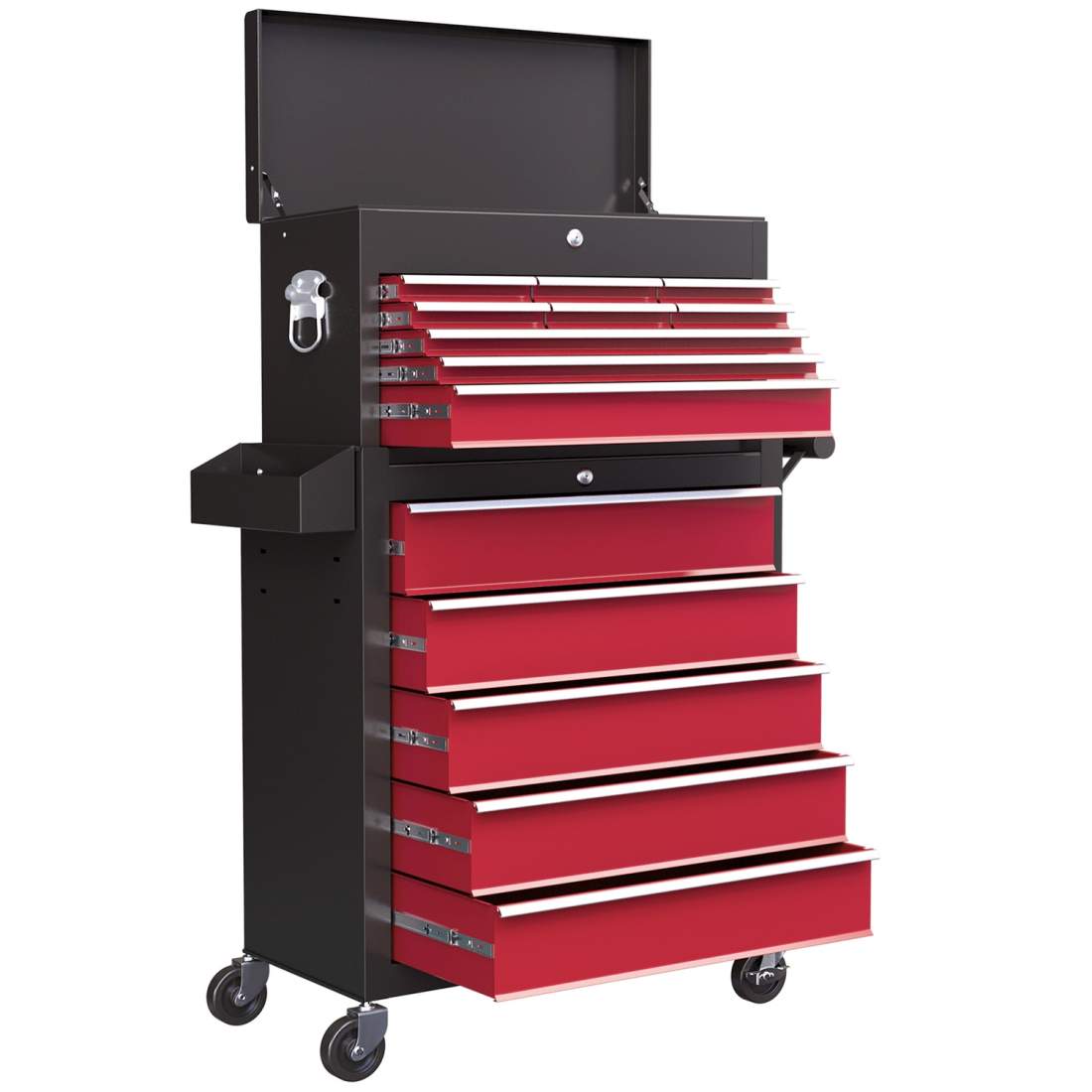 Workshop trolley with wheels, tool trolley with 14 drawers, lockable ...
