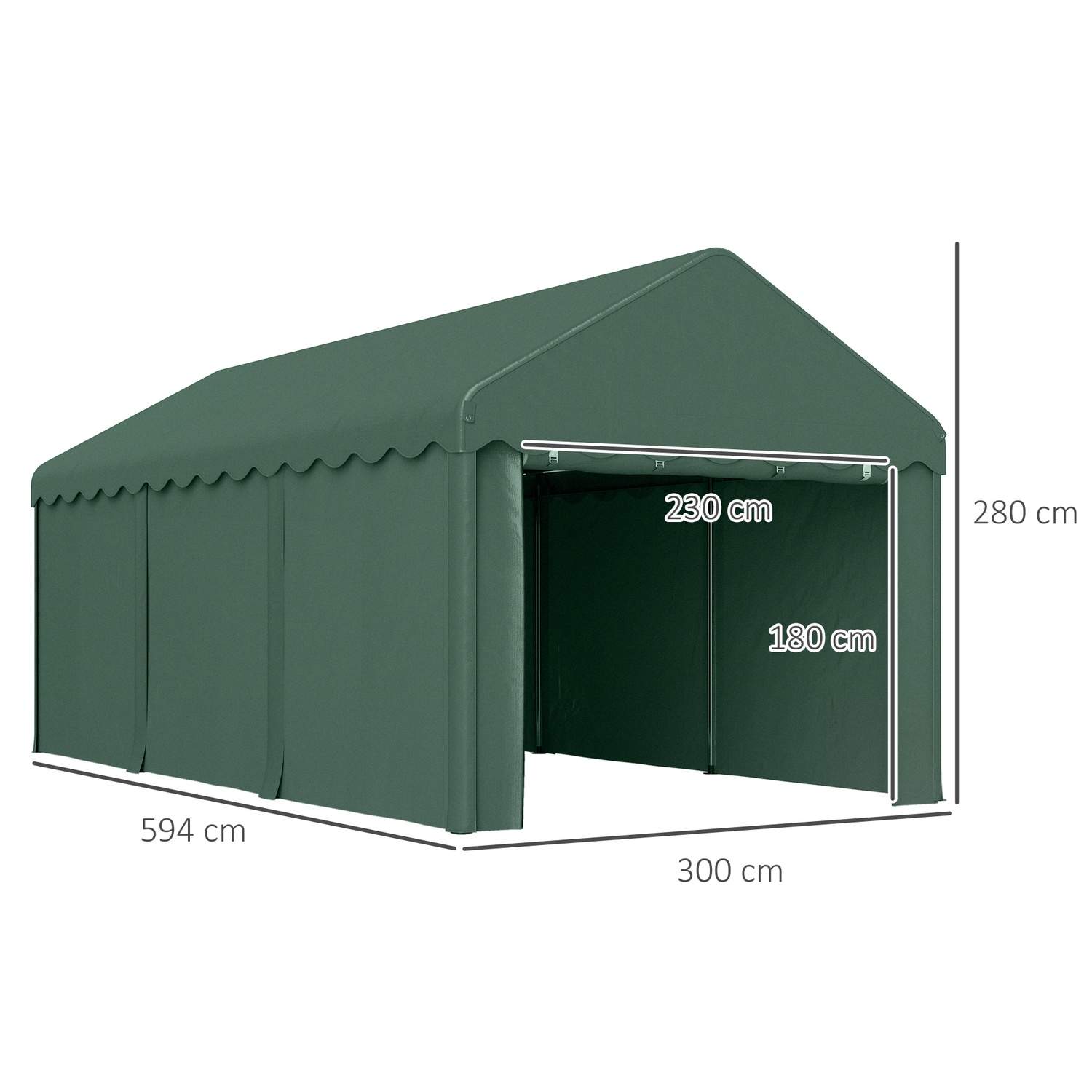 Carport 3x6 m tent garage with roller doors, roof, removable side walls ...