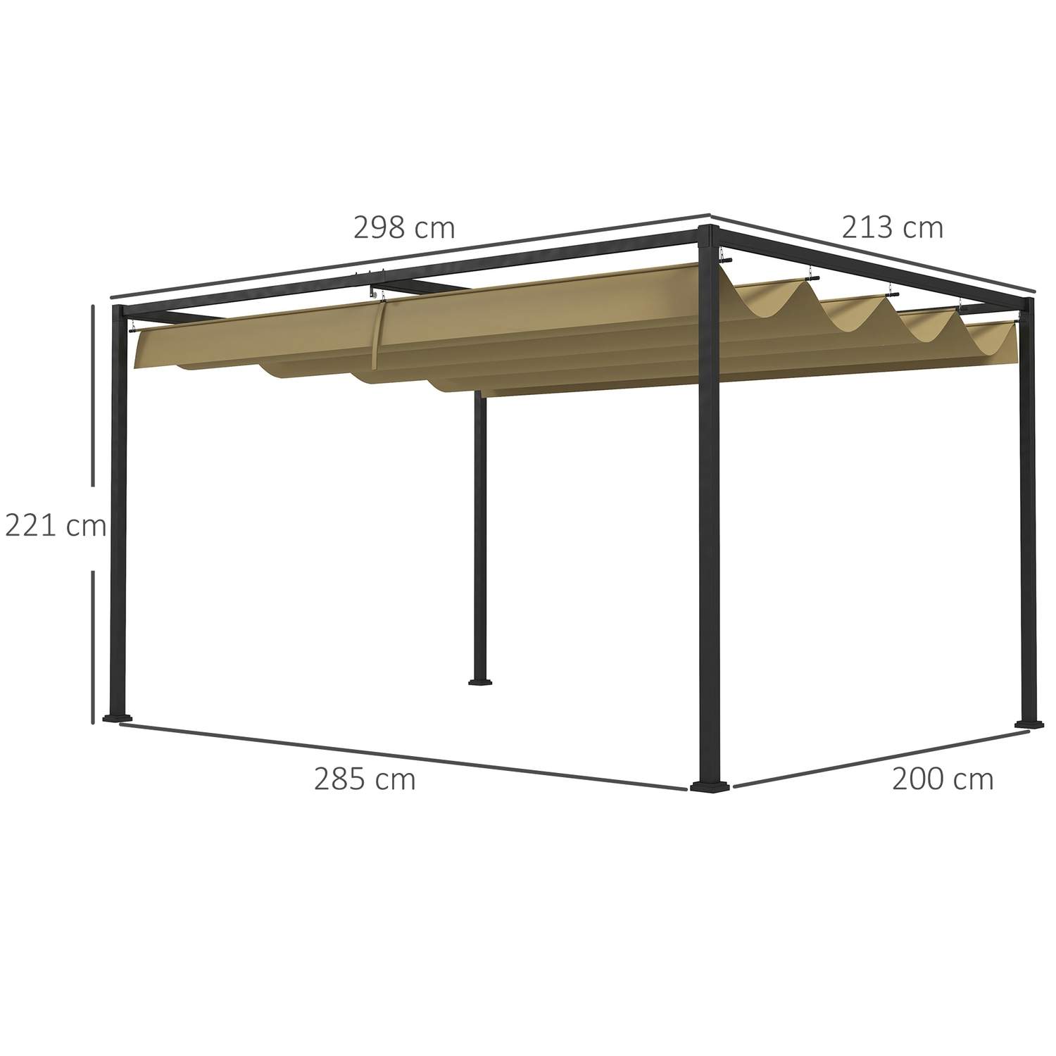Pergola 3x2m Garden Pavilion, Patio Roofing Made of Metal, Garden ...