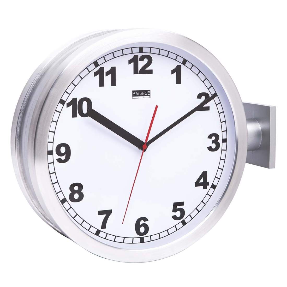Double-Sided Station Clock 38 cm Analogue Silver / White