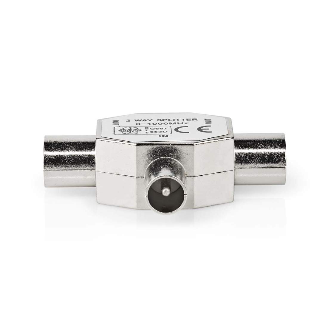 Satellite & Antenn Adapter | IEC (Koax) Hane | 2x Coax Hona | Nickelplaterad | 75 Ohm | T ...