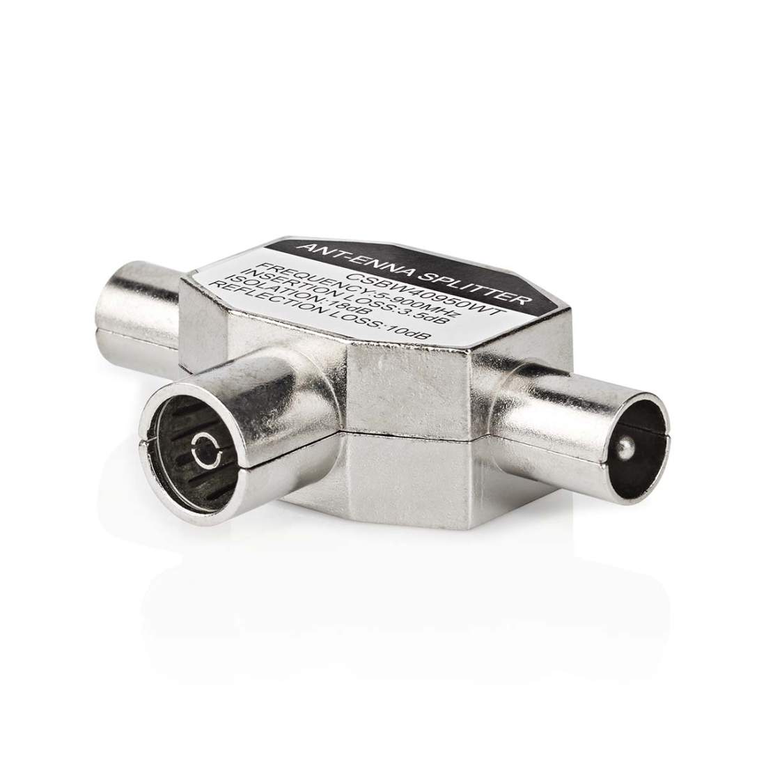 Satellite & Antenn Adapter | 2x Coax Hane | IEC (Koax) Hona | Nickelplaterad | 75 Ohm | T ...