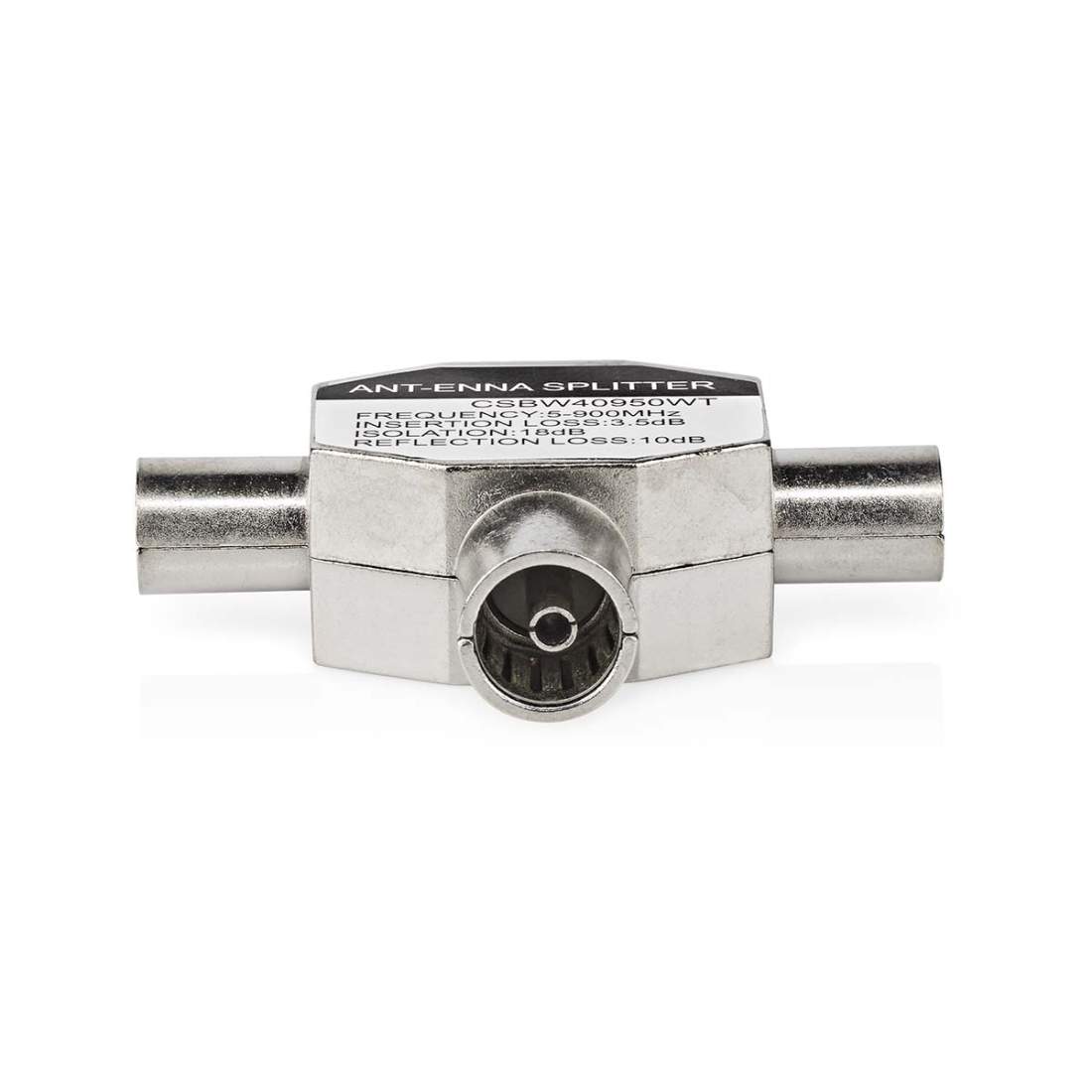 Satellite & Antenn Adapter | 2x Coax Hane | IEC (Koax) Hona | Nickelplaterad | 75 Ohm | T ...