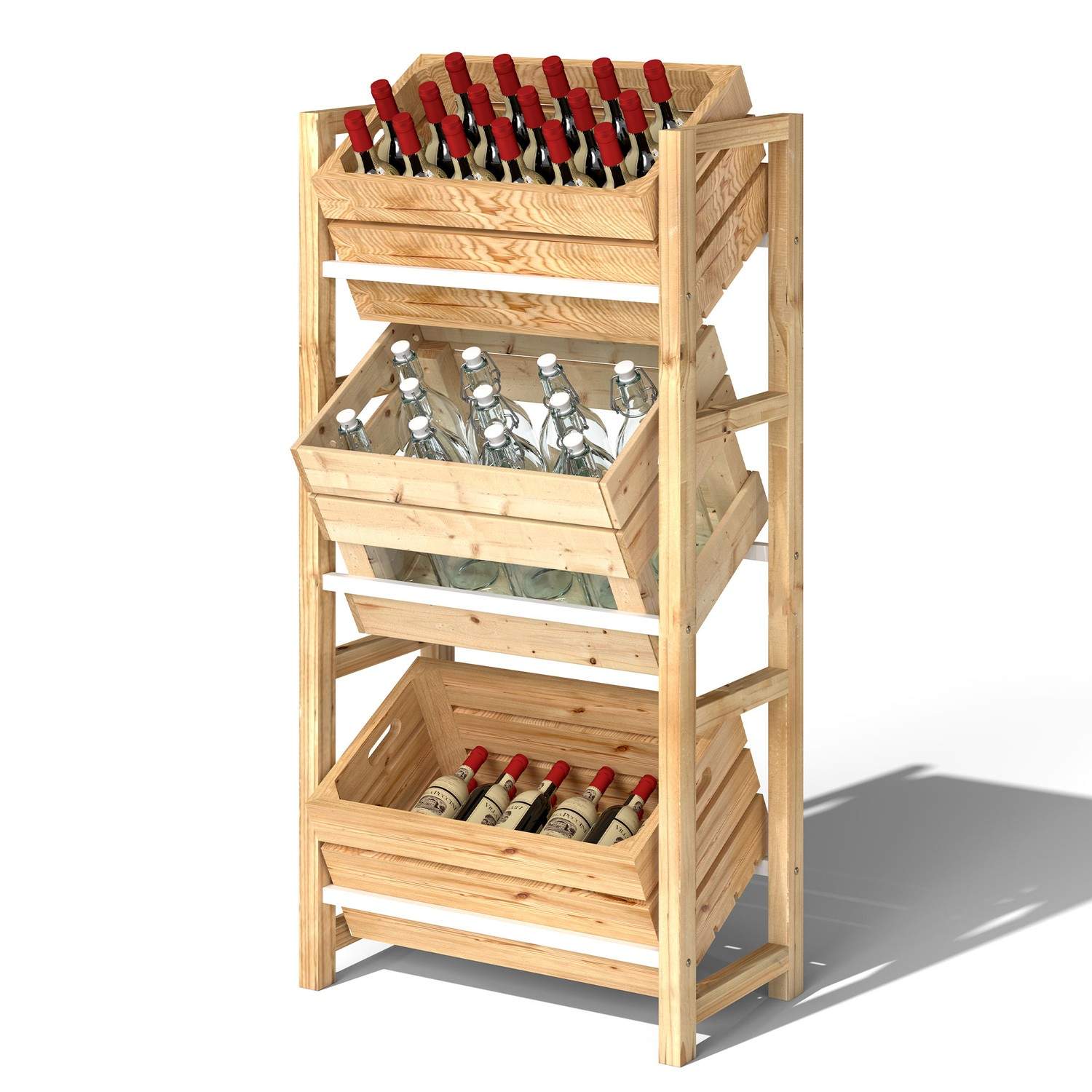 Drinks crate rack for 3 drinks crates, drinks rack, wooden crate rack ...