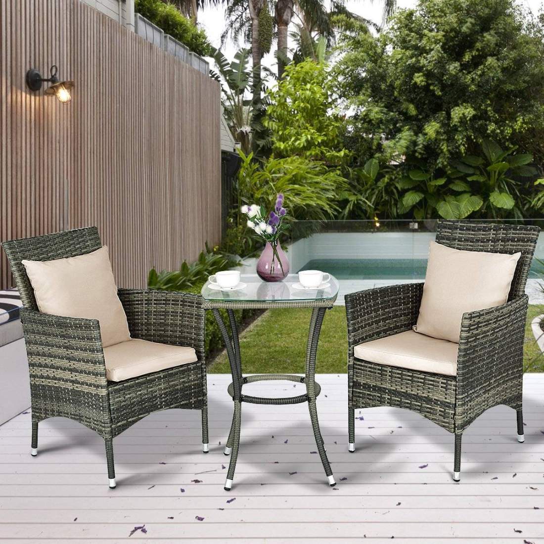 Garden polyrattan seating group outdoor seating balcony set with seat ...