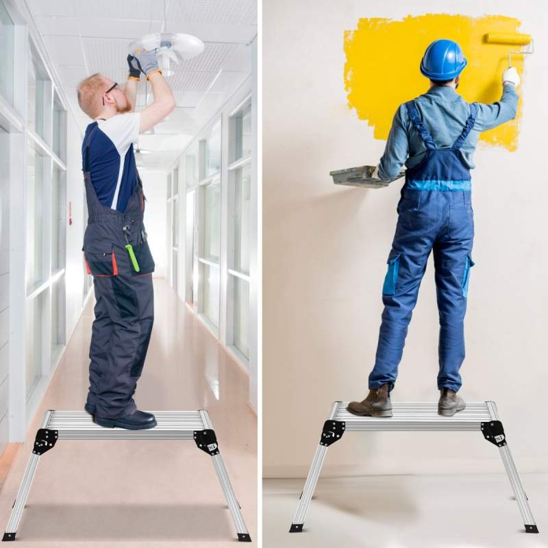 Aluminum platform folding workbench step ladder work platform 150 kg