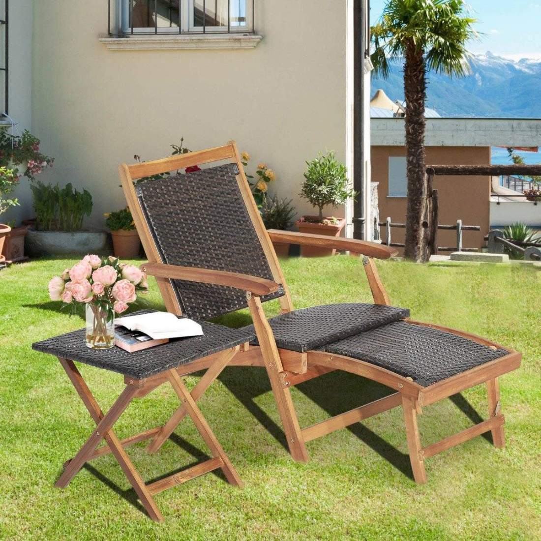 2-piece garden furniture set consisting of a chair with extendable ...