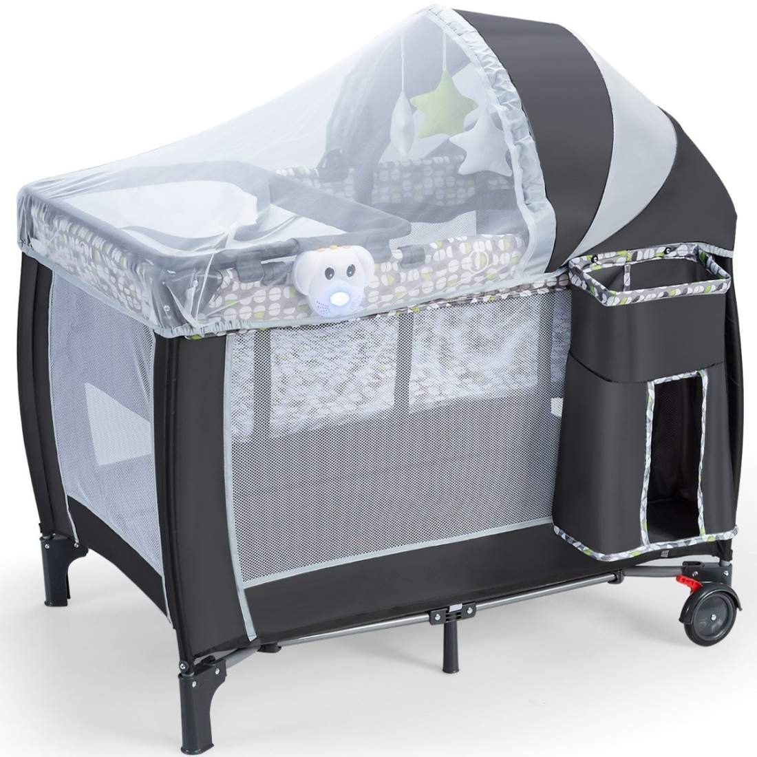 3 in 1 folding travel cot & changing table & playpen with removable ...