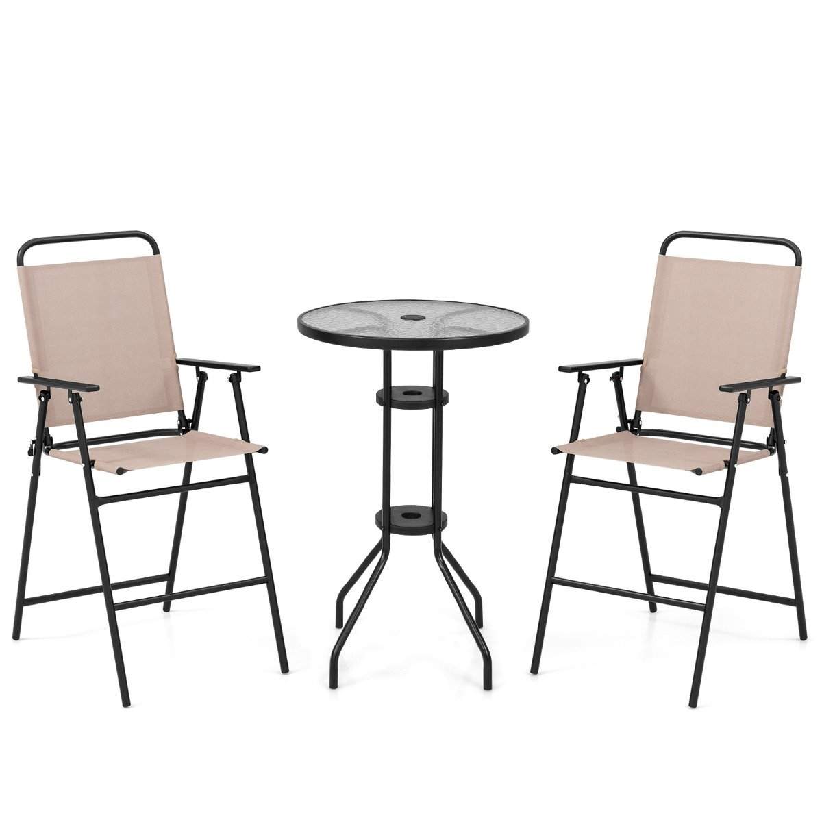 3-delat utomhusbistroset, uteplats barbord med 2 fällbara stolar och ...