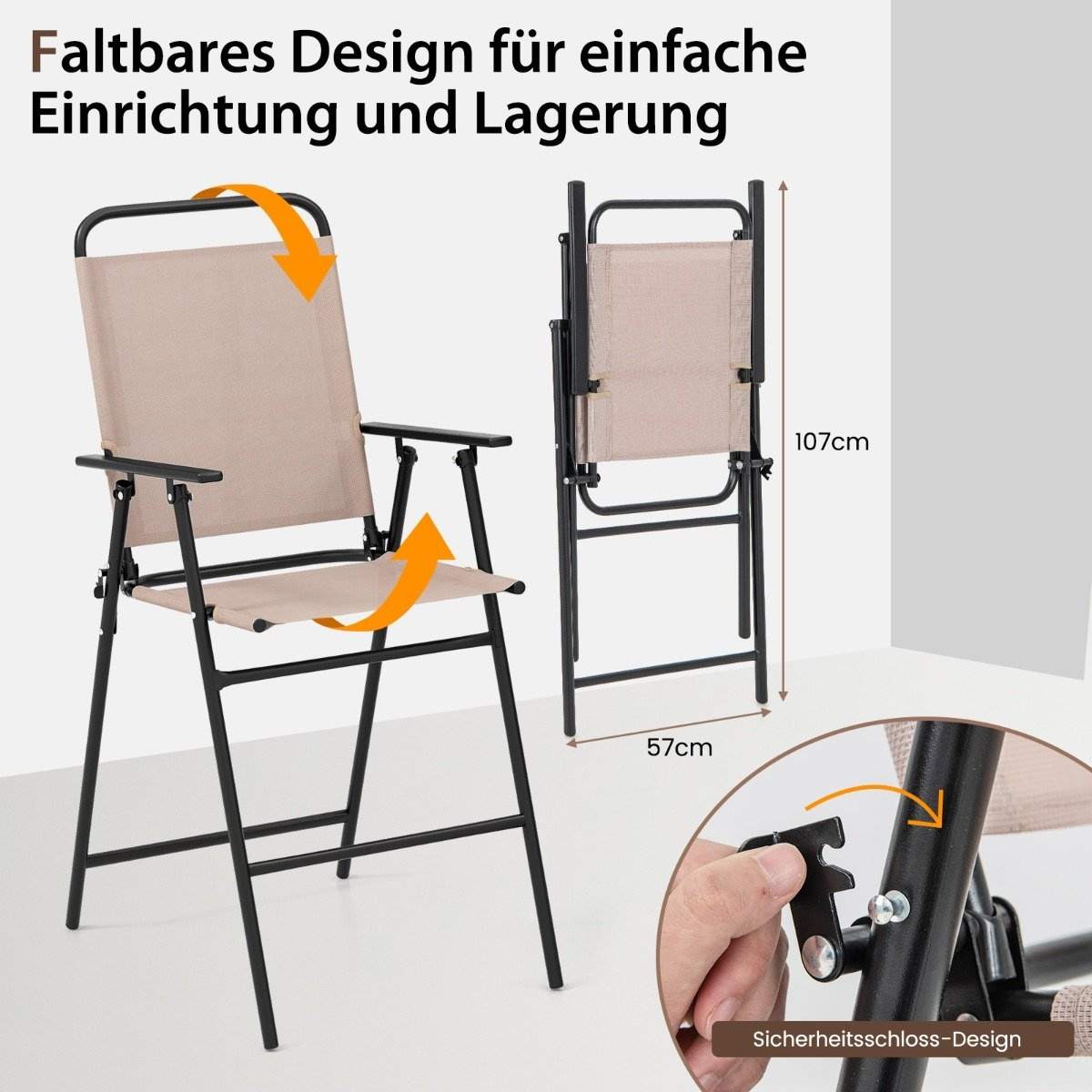 3-delat utomhusbistroset, uteplats barbord med 2 fällbara stolar och ...