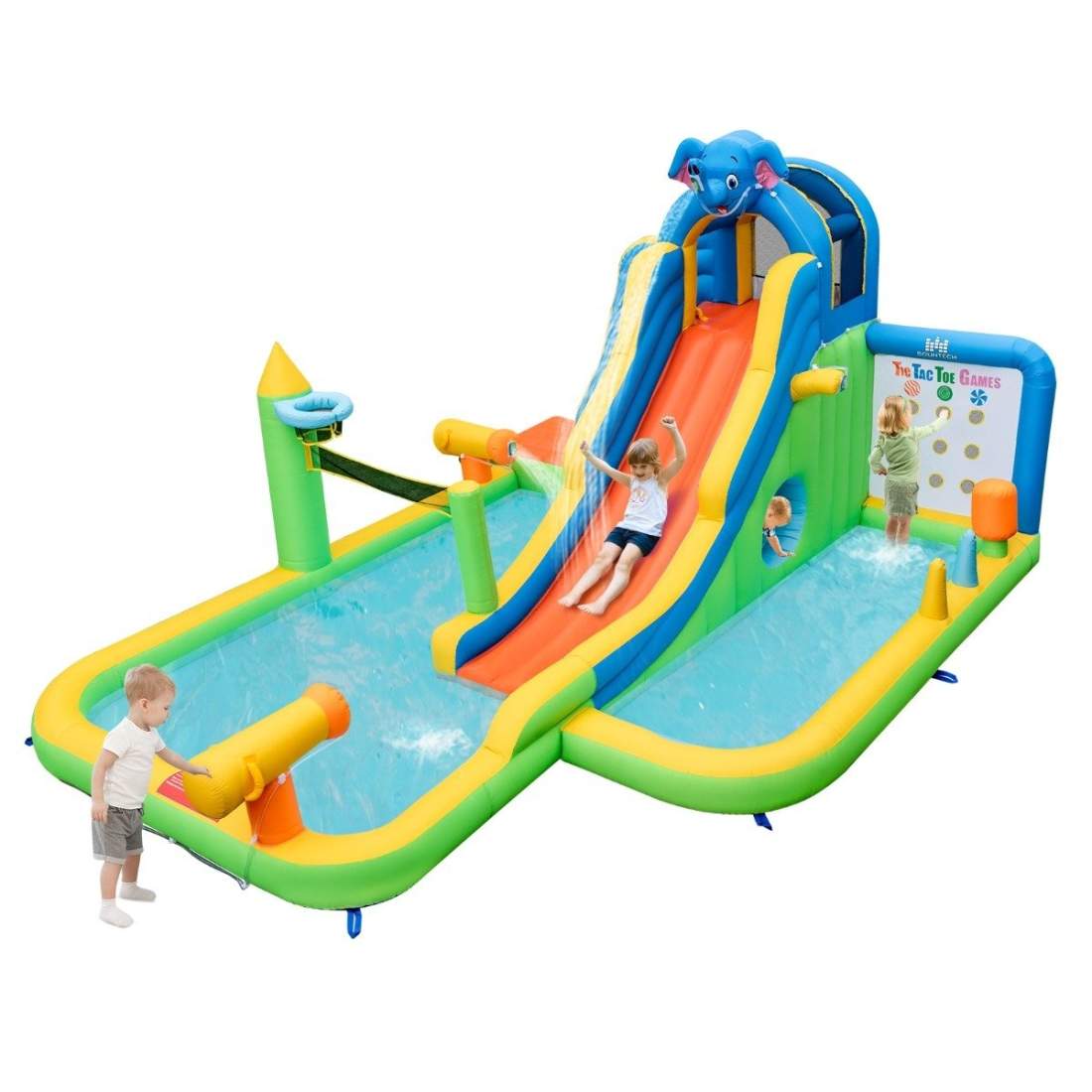 Inflatable water slide with paddling pool & climbing wall & water ...