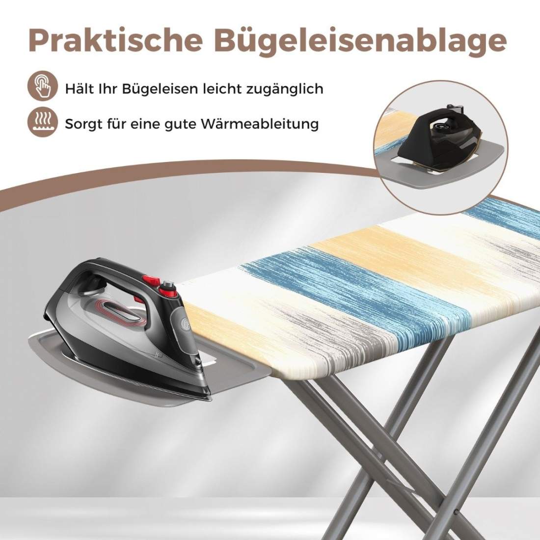 Vikbar strykbräda med strykjärn & Strykbrädan rymmer upp till 30 kg blå ...