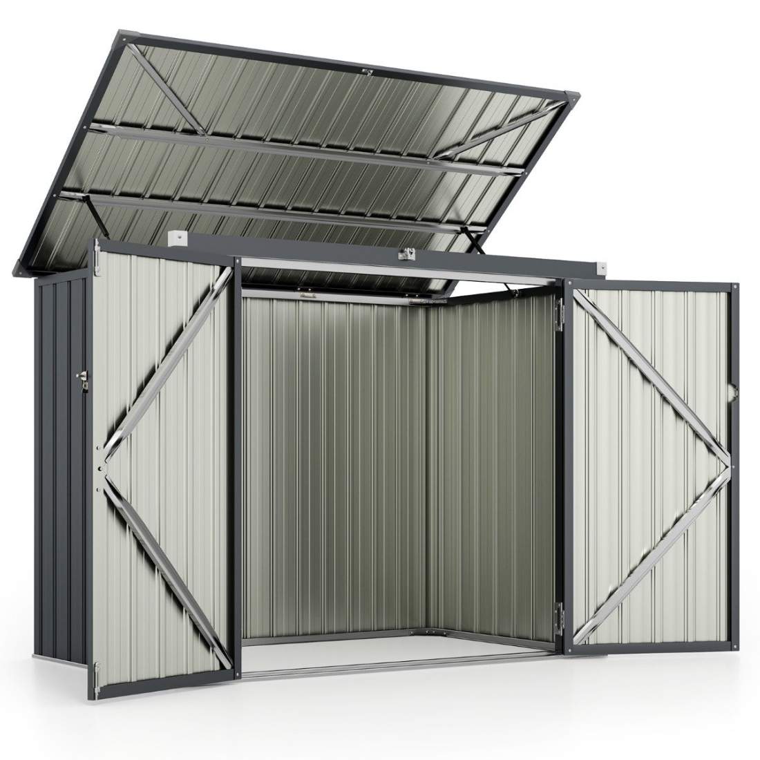 Garbage can box for 2 garbage cans Garbage box made of galvanized metal ...